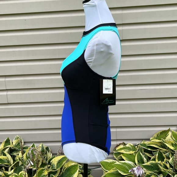 Aqua Green | Swim | Nwt Aqua Green Colorblock Zip Front Swimsuit ...